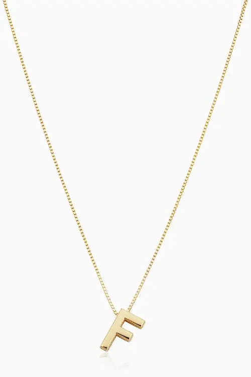 ORADINA 14k Gold Initial Pendant Necklace - Letter F