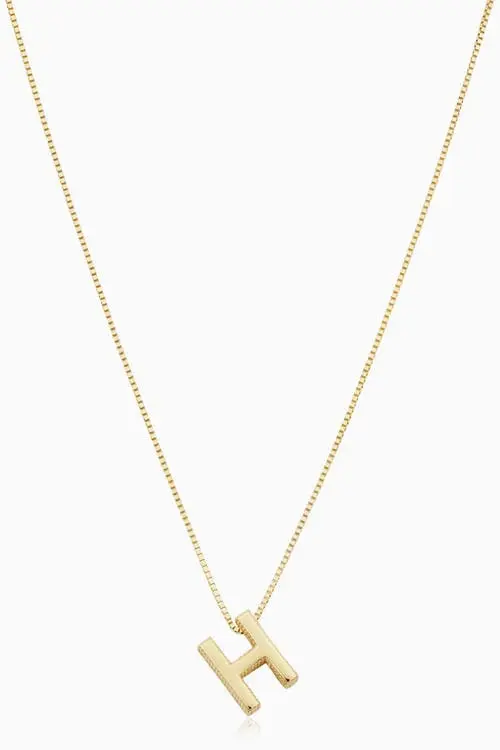 ORADINA 14k Gold Initial Pendant Necklace - Letter H