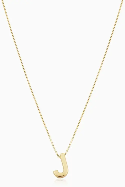 ORADINA 14k Gold Initial Pendant Necklace - Letter J