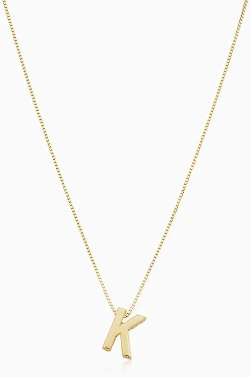 ORADINA 14k Gold Initial Pendant Necklace - Letter K