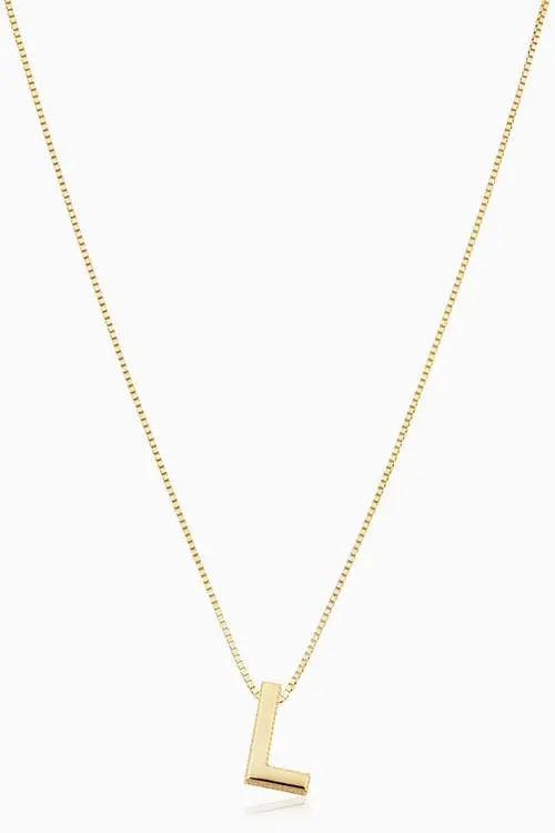 ORADINA 14k Gold Initial Pendant Necklace - Letter L