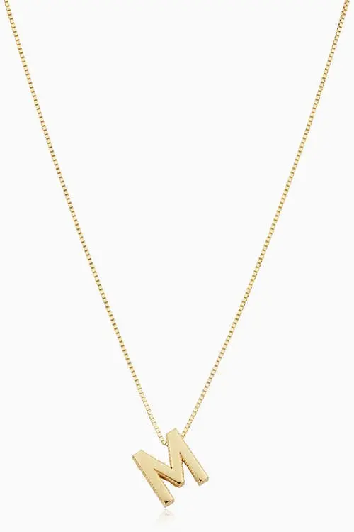 ORADINA 14k Gold Initial Pendant Necklace - Letter M