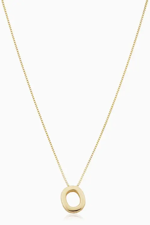 ORADINA 14k Gold Initial Pendant Necklace - Letter O