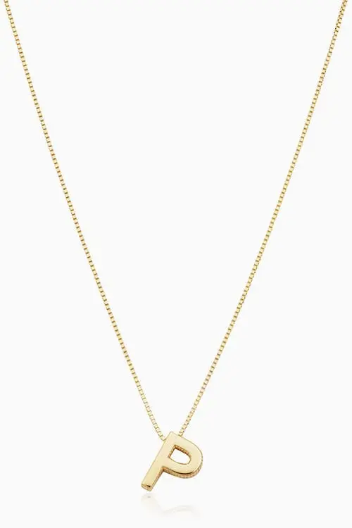 ORADINA 14k Gold Initial Pendant Necklace - Letter P