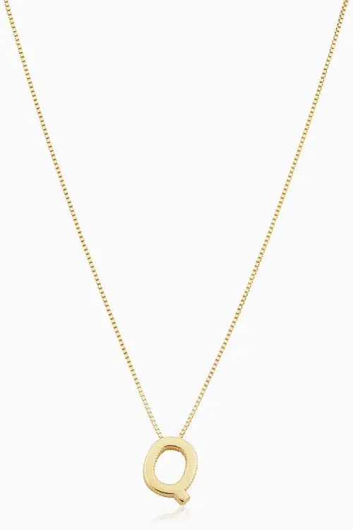 ORADINA 14k Gold Initial Pendant Necklace - Letter Q