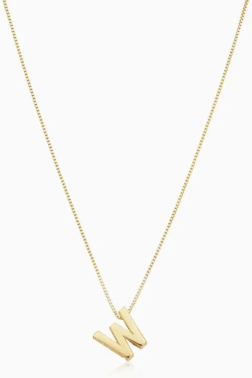 ORADINA 14k Gold Initial Pendant Necklace - Letter W
