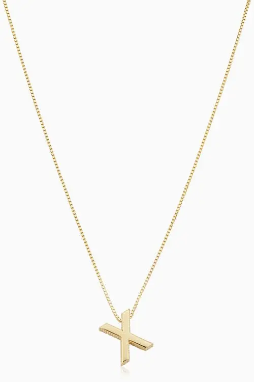 ORADINA 14k Gold Initial Pendant Necklace - Letter X