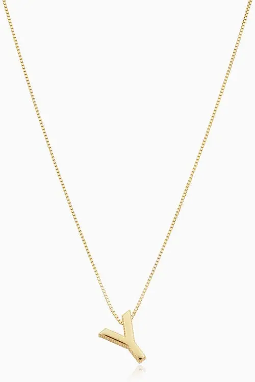 ORADINA 14k Gold Initial Pendant Necklace - Letter Y