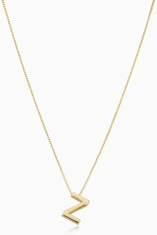 ORADINA 14k Gold Initial Pendant Necklace - Letter Z