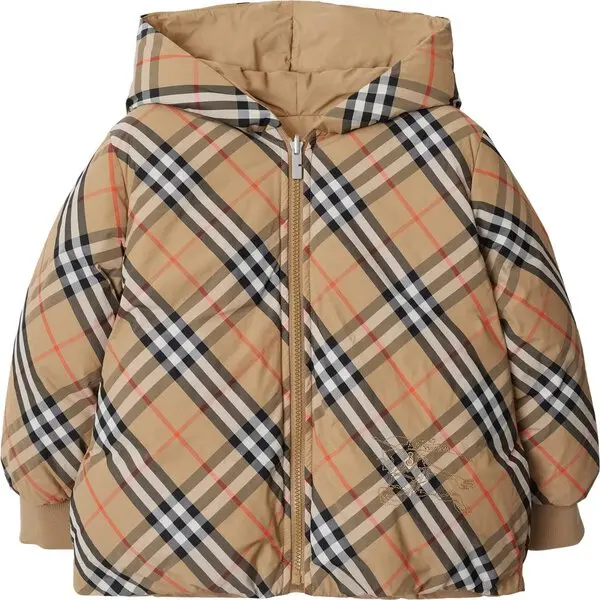 Burberry Reversible Check Nylon Puffer Jacket - Sand