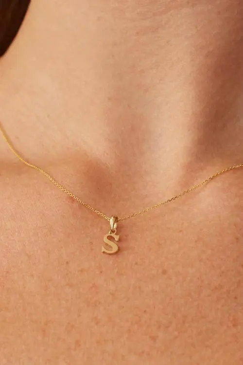 ORADINA 14k Gold Initial Pendant Necklace - Letter A