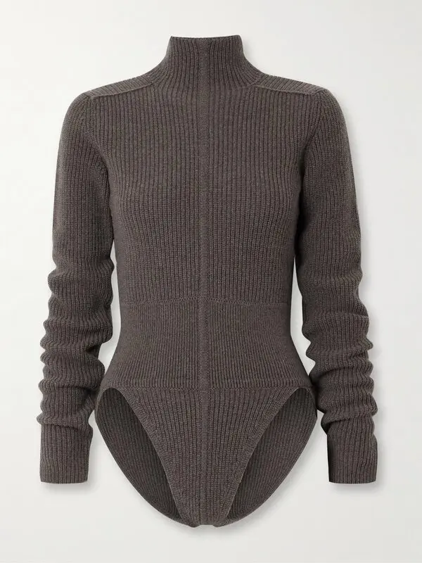 Rick Owens Headon Knitted Cashmere And Wool-blend Turtleneck Bodysuit