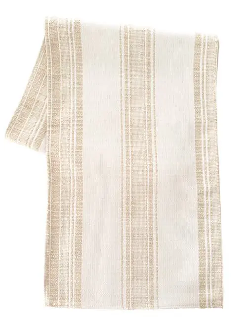 Anaya Beach Club Stripe Indoor Outdoor Table Runner - Beige Stripe