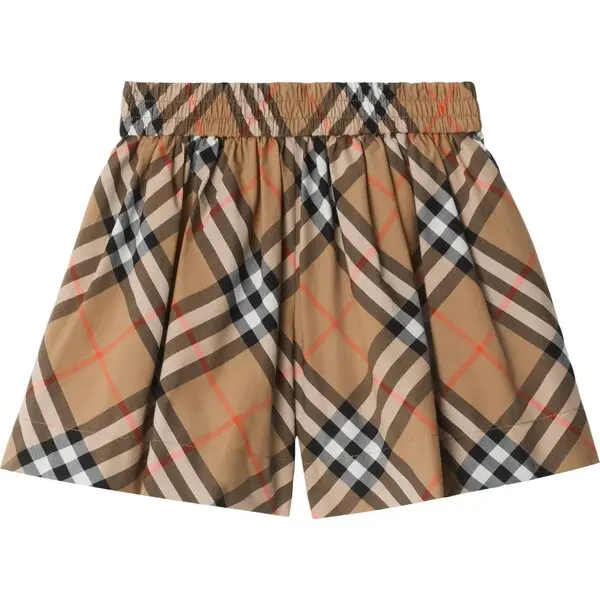 Burberry Check Cotton Wide-leg Shorts - Sand