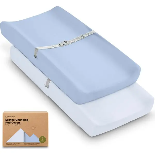 KEABABIES 2-pack Soothe Changing Pad Covers - Blue Flax
