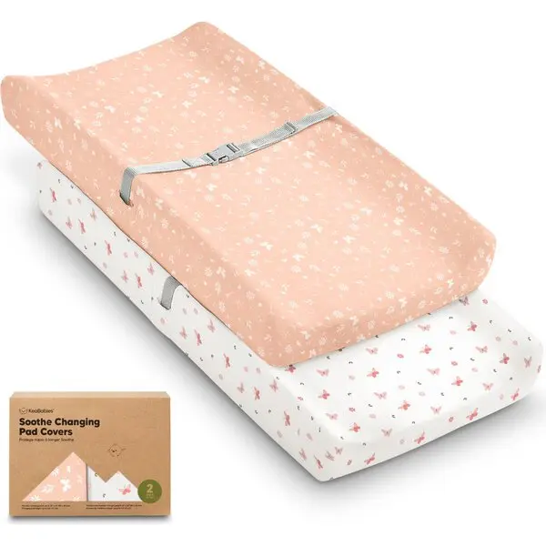 KEABABIES 2-pack Soothe Changing Pad Covers - Butterflies