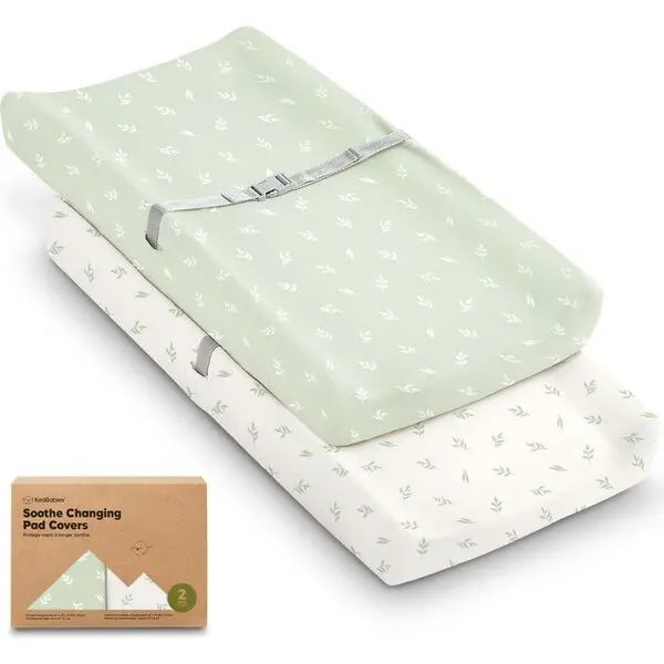 KEABABIES 2-pack Soothe Changing Pad Covers - Herb