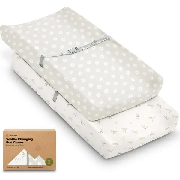 KEABABIES 2-pack Soothe Changing Pad Covers - Meadow