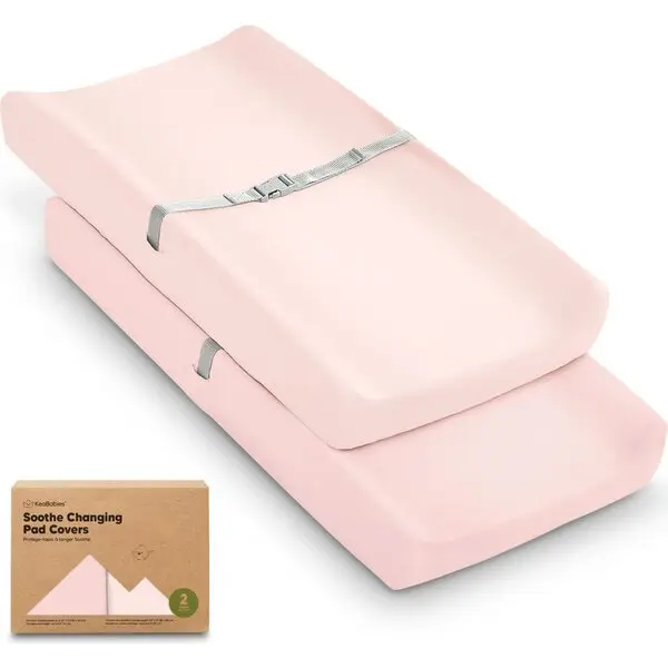 KEABABIES 2-pack Soothe Changing Pad Covers - Mist Rose