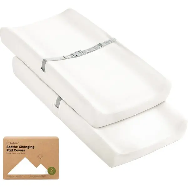 KEABABIES 2-pack Soothe Changing Pad Covers - Soft White