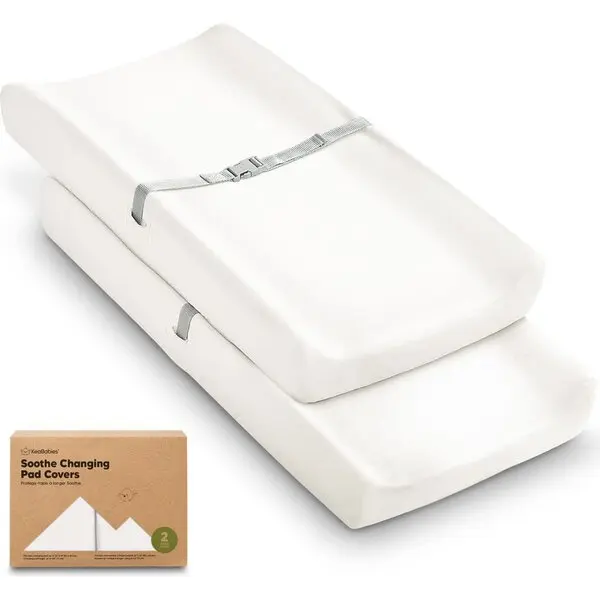 KEABABIES 2-pack Soothe Changing Pad Covers - Soft White