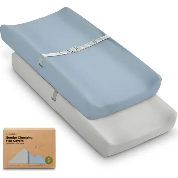 KEABABIES 2-pack Soothe Changing Pad Covers - Steel