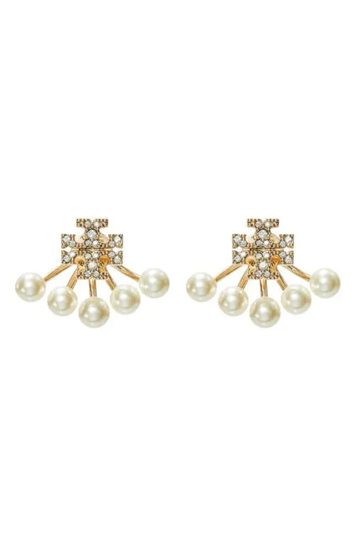 Tory Burch Moondance Pearl Front-back Earrings - Tory Gold / Pearl / Crystal