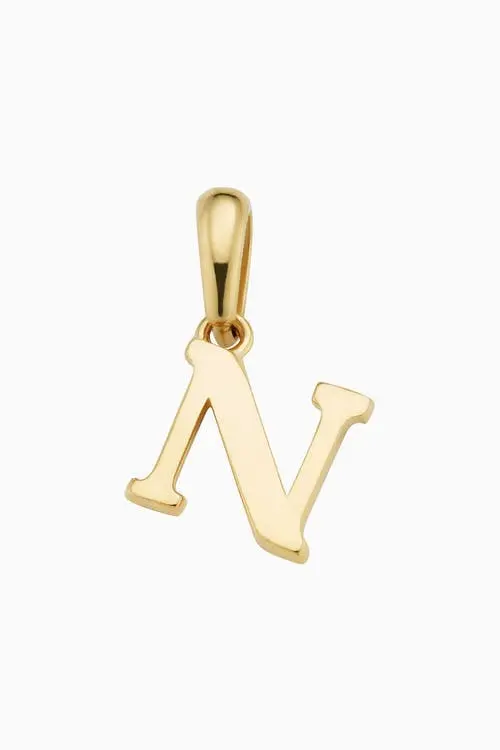 ORADINA 14k Gold Initial Pendant - Letter N