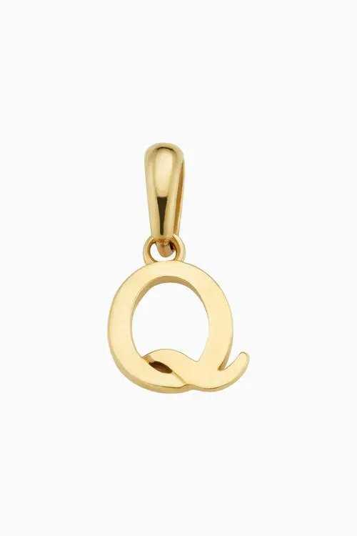 ORADINA 14k Gold Initial Pendant - Letter Q