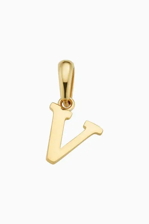 ORADINA 14k Gold Initial Pendant - Letter V