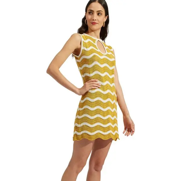 La DoubleJ Wavy Mini Dress - Avorio / Giallo
