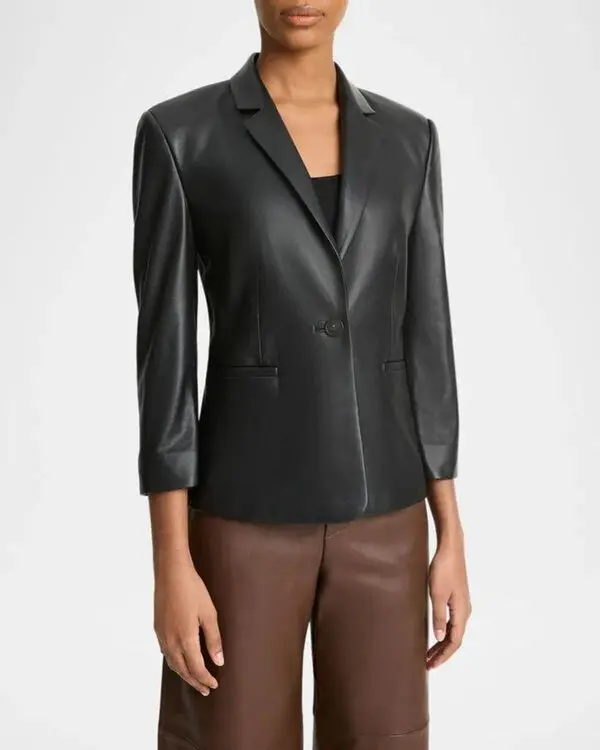 Vince Shrunken Leather Blazer