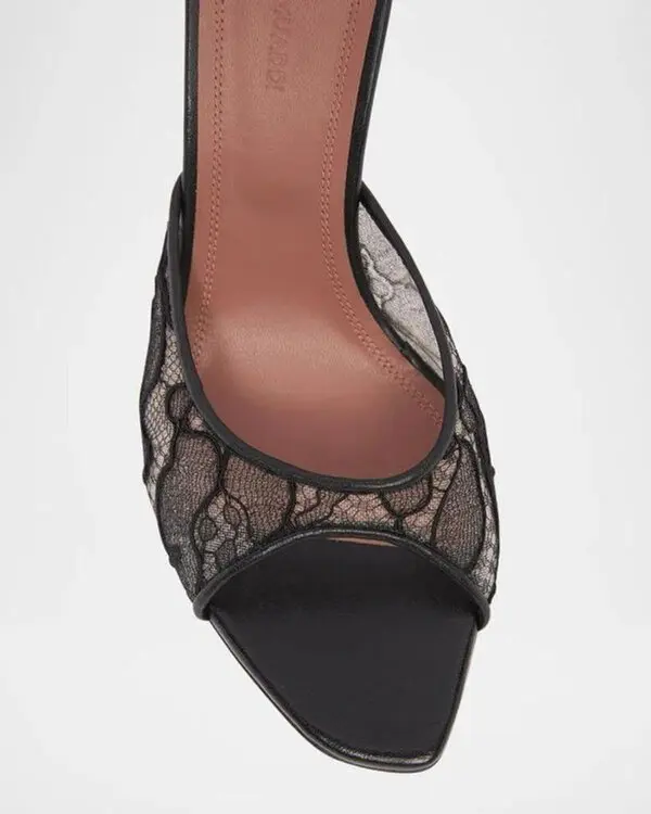 Amina Muaddi Alexa Lace Stiletto Mule Sandals
