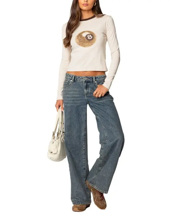 EDIKTED Leopard Long Sleeve T-shirt