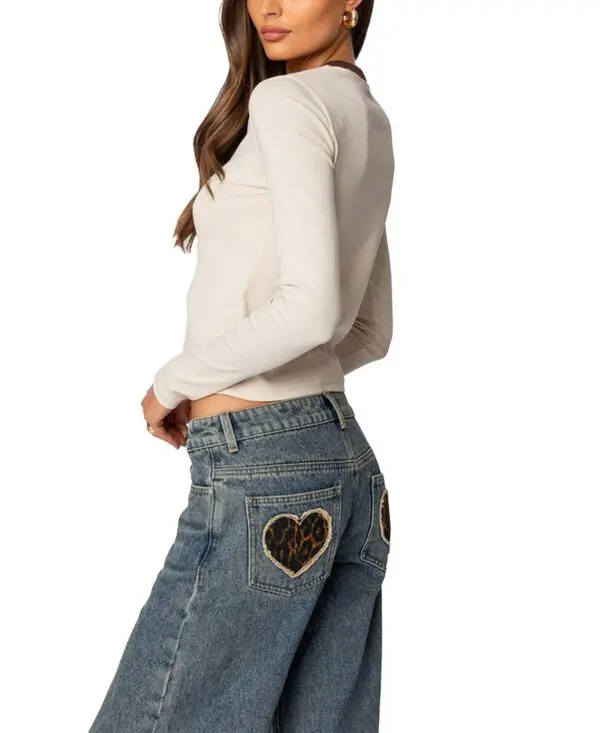 EDIKTED Leopard Long Sleeve T-shirt