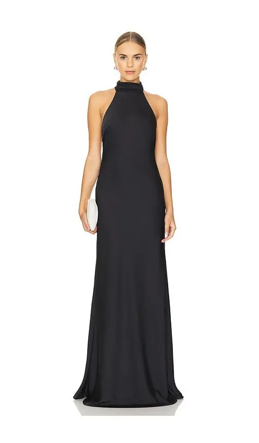 Misha Collection Evianna Satin Gown - Black & Ivory