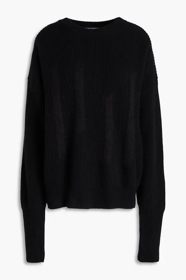 HOLDEN Ribbed Jacquard-knit Merino Wool Sweater - Black