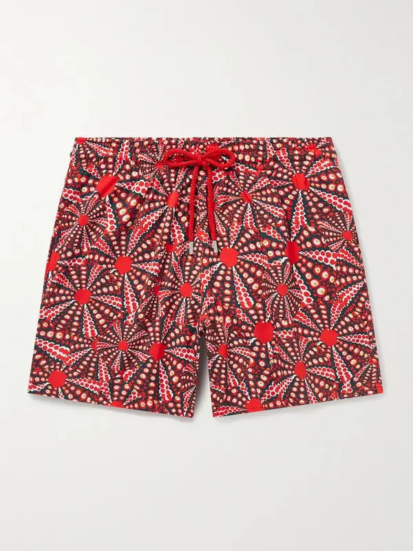 Vilebrequin Moorise Straight-leg Mid-length Printed Swim Shorts - Red