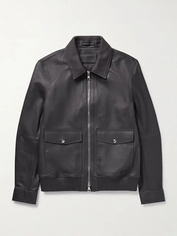 Mr P. Leather Blouson Jacket - Gray