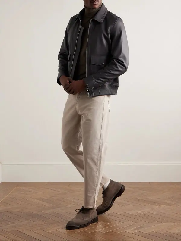 Mr P. Leather Blouson Jacket - Gray