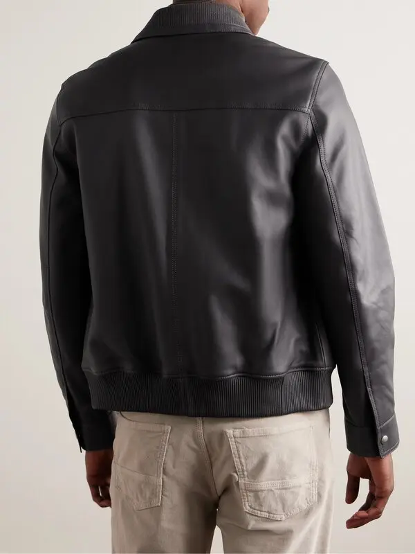 Mr P. Leather Blouson Jacket - Gray