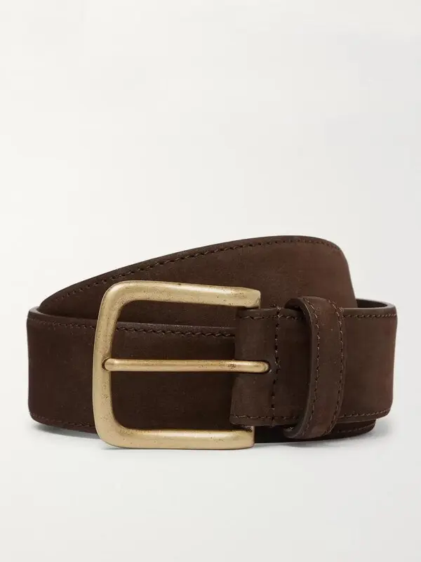 Anderson & Sheppard 3.5cm Suede Belt - Brown