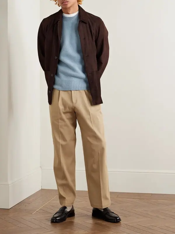 FEDERICO CURRADI Straight-leg Pleated Cotton-twill Trousers