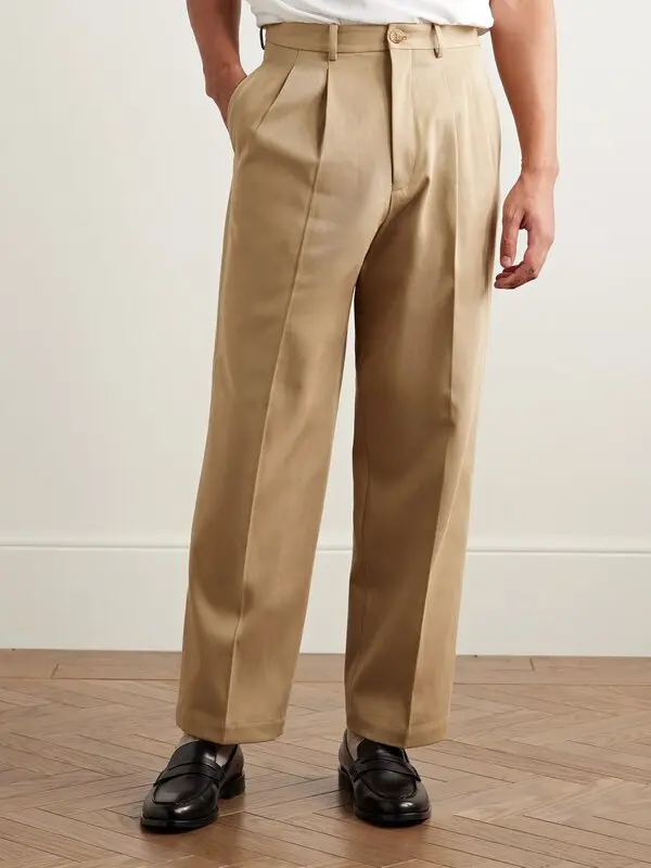 FEDERICO CURRADI Straight-leg Pleated Cotton-twill Trousers