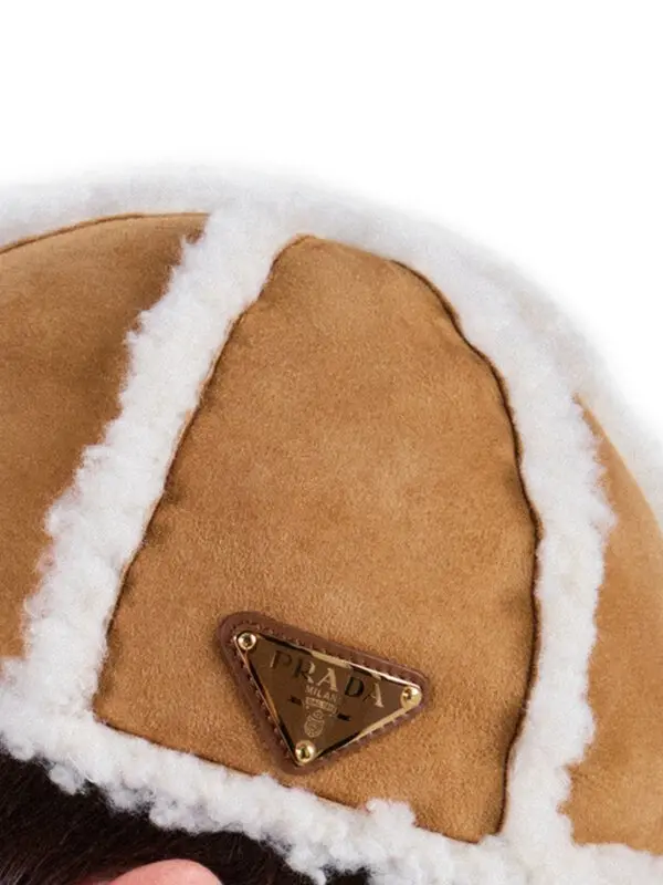 Prada Suede Shearling Baseball Cap