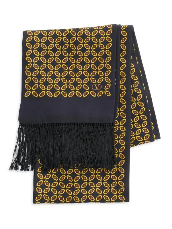 Valentino Garavani Chamber Silk Bandeau Scarf With Fringe - Multicolored
