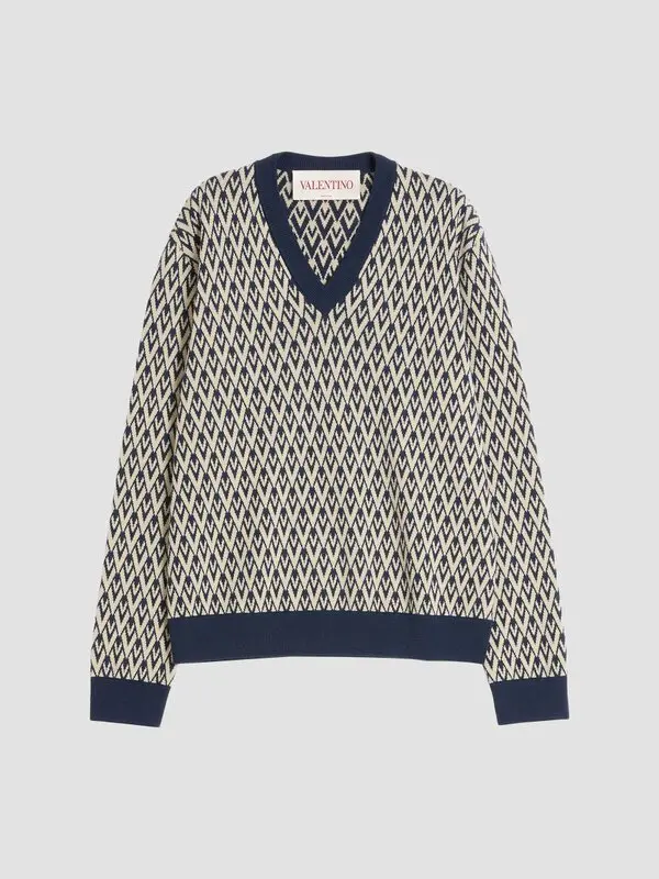 Valentino Garavani Wool Sweater With Toute La V Jacquard Pattern