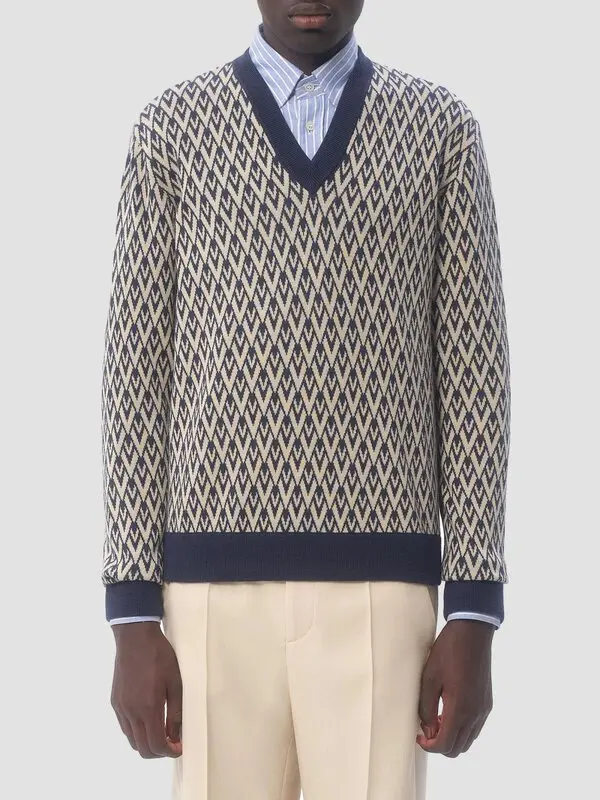 Valentino Garavani Wool Sweater With Toute La V Jacquard Pattern