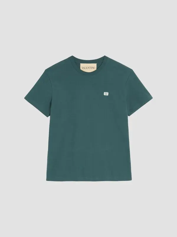 Valentino Garavani Cotton T-shirt With Vlogo Patch - Dark Green