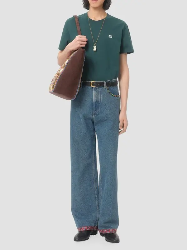 Valentino Garavani Cotton T-shirt With Vlogo Patch - Dark Green